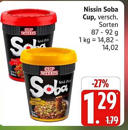 Nissin Soba Cup, Verschiedene Sorten Angebot bei Marktkauf ...