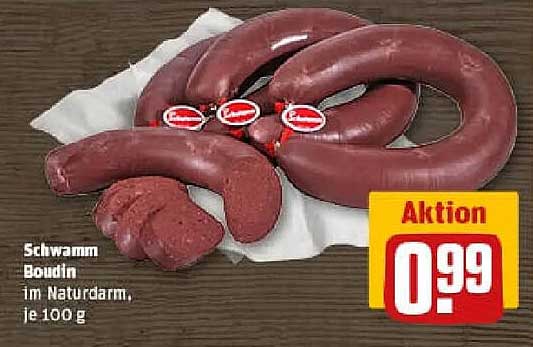 Schwamm Boudin Im Naturdarm, Je 100 G Angebot bei REWE - ProspektGuru.de