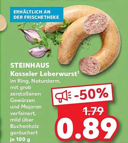 Steinhaus Kasseler Leberwurst Im Ring, Naturdarm Angebot bei Kaufland ...