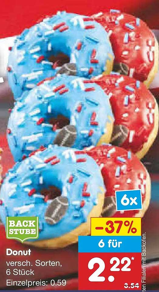 Donut Verschieden. Sorten, 6 Stück Angebot bei Netto Marken-Discount ...