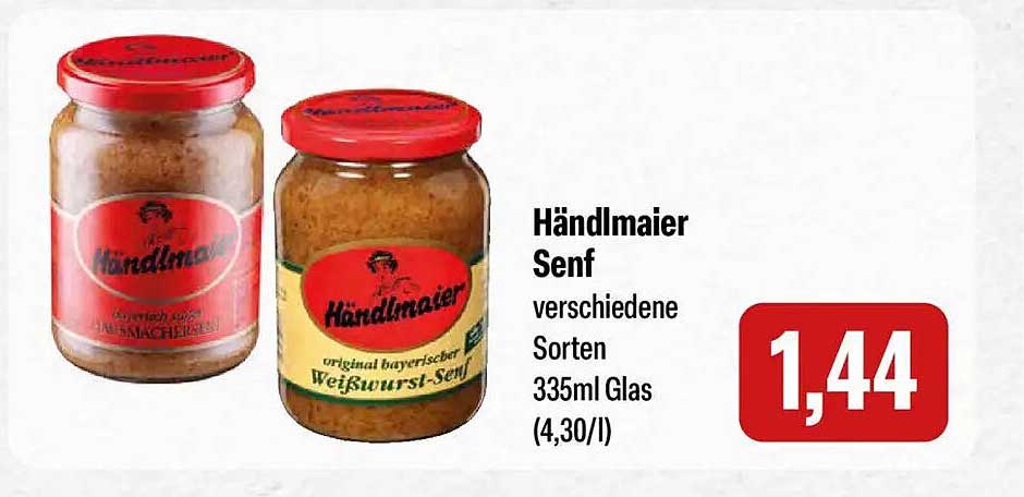 Händlmaier Senf Verschiedene Sorten 335Ml Glas Angebot bei Feneberg ...