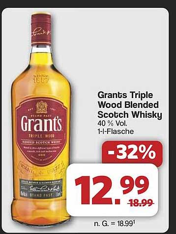 Grants Triple Wood Blended Scotch Whisky 1-Liter-Flasche Angebot bei ...