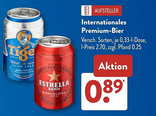 Internationales Premium-Bier Angebot bei Aldi Süd