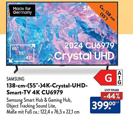 Samsung 138-Cm-(55")-4K-Crystal-Uhd-Smart-Tv 4K Cu6979 Angebot bei Aldi Süd