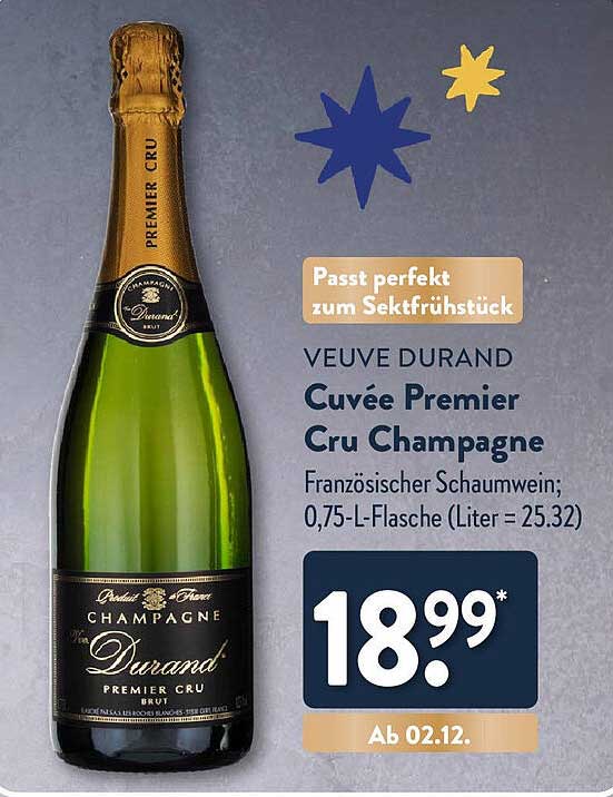 Veuve Durand Cuvée Premier Cru Champagne Angebot bei Aldi Nord