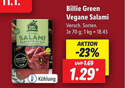 Billie Green Vegane Salami Angebot bei Lidl