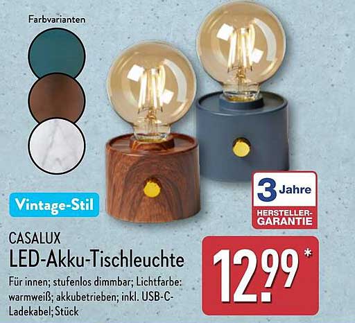 Casalux Led-Akku-Tischleuchte Angebot bei Aldi Nord - ProspektGuru.de