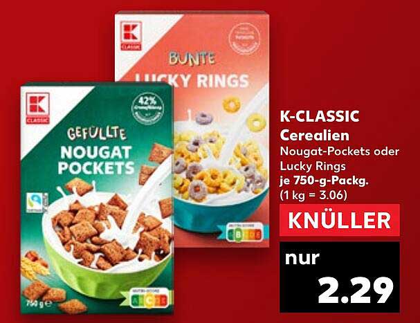 K-Classic Cerealien Gefüllte Nougat-Pockets Oder Bunte Lucky Rings ...