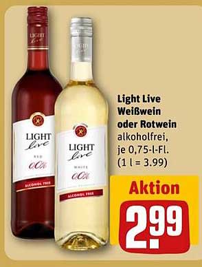 Light Live Weißwein Oder Rotwein Alkoholfrei Angebot bei REWE Center