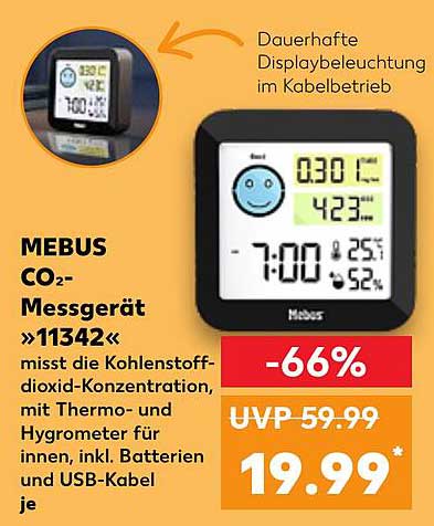 Mebus Co₂-Messgerät »11342« Angebot bei Kaufland - ProspektGuru.de