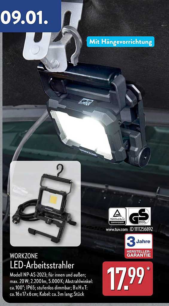 Workzone Led-Arbeitsstrahler Angebot bei Aldi Nord