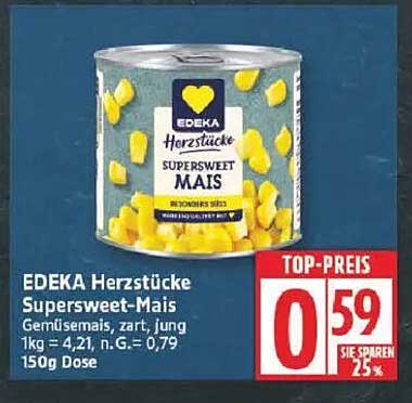 Edeka Herzstücke Supersweet-Mais Angebot bei Edeka - ProspektGuru.de