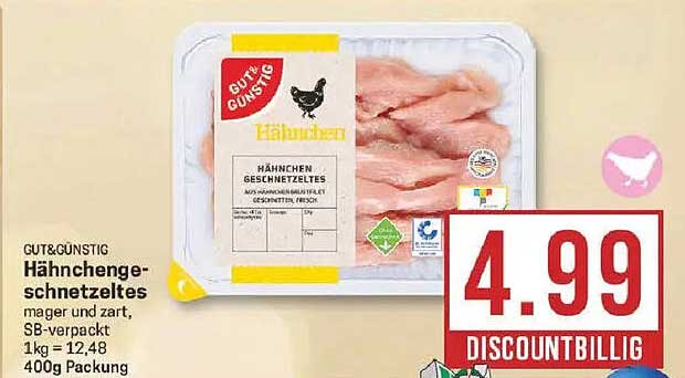 Hähnchen-Geschnetzeltes Mager Und Zart, Sb-Verpackt Angebot bei ...