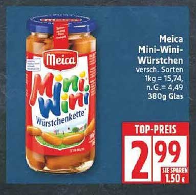 Meica Mini-Wini-Würstchen Versch. Sorten 380G Glas Angebot bei Edeka ...