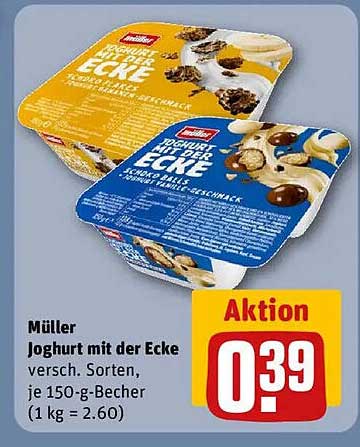 Müller Joghurt Mit Der Ecke Verschiedene Sorten, 3,8/5 % Fett 150-113 G ...