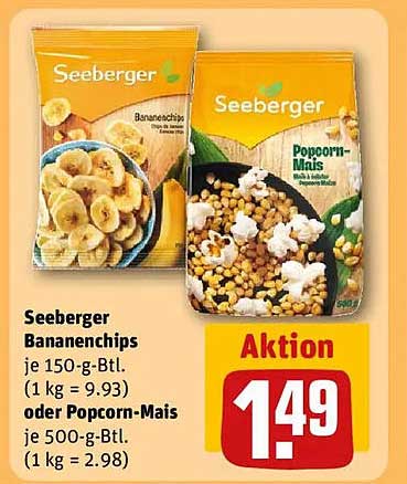 Seeberger Bananenchips Je 150-G-Btl. Oder Popcorn-Mais Je 500-G-Btl ...